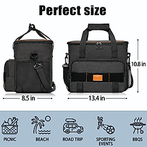 BLUEFATTY Small Cooler Bags 14L Soft Sided Cooler Leakproof Large Insulated Lunch Box Cooler Collapsible Beach Cooler Camping Cooler for Picnics, Road Trips, Kayaking and Grocery Shopping(Black)