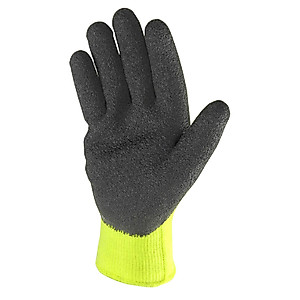 Men's Cold Weather Hi Viz Work Gloves, Heavyweight Knit Shell, Latex Coating, X-Large (Wells Lamont 571YXL)