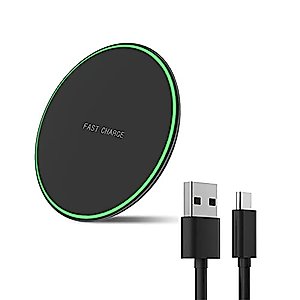 Wireless Charger for Samsung Galaxy S23/S23+/S22/S22+/S21/S20/S20+/S10/S9+/S9/S8/S8+/S7/Note10/Note9/Note8, 15W Wireless Charging Pad with USB-C for Samsung,iPhone Black(No AC Adapter)