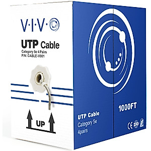 VIVO Gray 1,000ft Bulk Cat5e, CCA Ethernet Cable, 24 AWG, UTP Pull Box, Cat-5e Wire, Indoor, Network Installations CABLE-V001