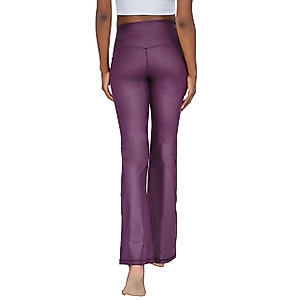 90 Degree By Reflex Faux Leather Flared Leg Yoga Pants - Squat Proof Interlink V-Back Cire Leggings - Potent Purple - Small