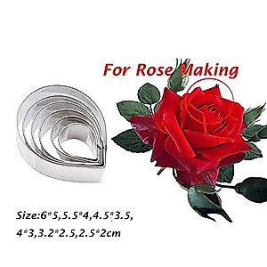 OKUBOX BT02 7pcs/set Stainless Steel Rose Petal Cake Cookie Cutter Mold Pastry Baking Mould Tear Drop Cutter Set