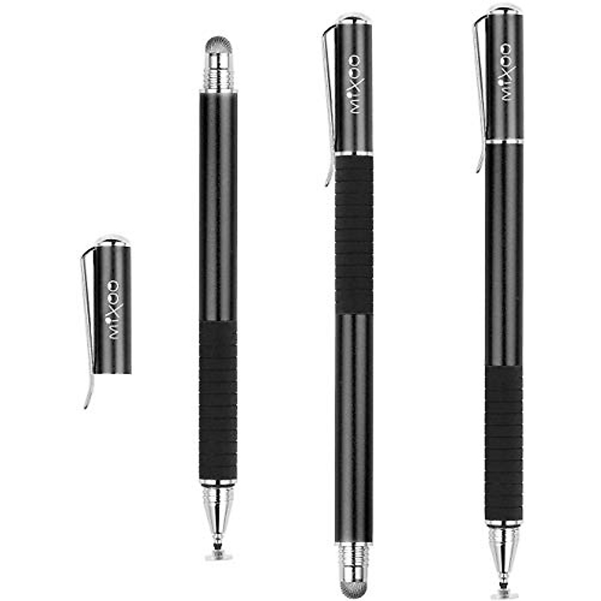 Mixoo Capacitive Stylus Pen,(Disc and Fiber Tip 2-in-1 Series) High Sensitivity and Precision,Stylus for iPad,iPhone and Other Touch Screens Devices, Black