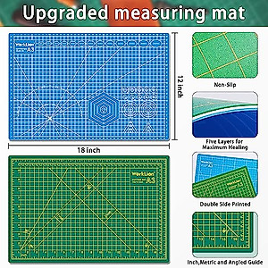 WORKLION 12" x 18" Art Self Healing PVC Cutting Mat, Double Sided, Gridded Rotary Cutting Board for Craft, Fabric, Quilting, Sewing, Scrapbooking Project……
