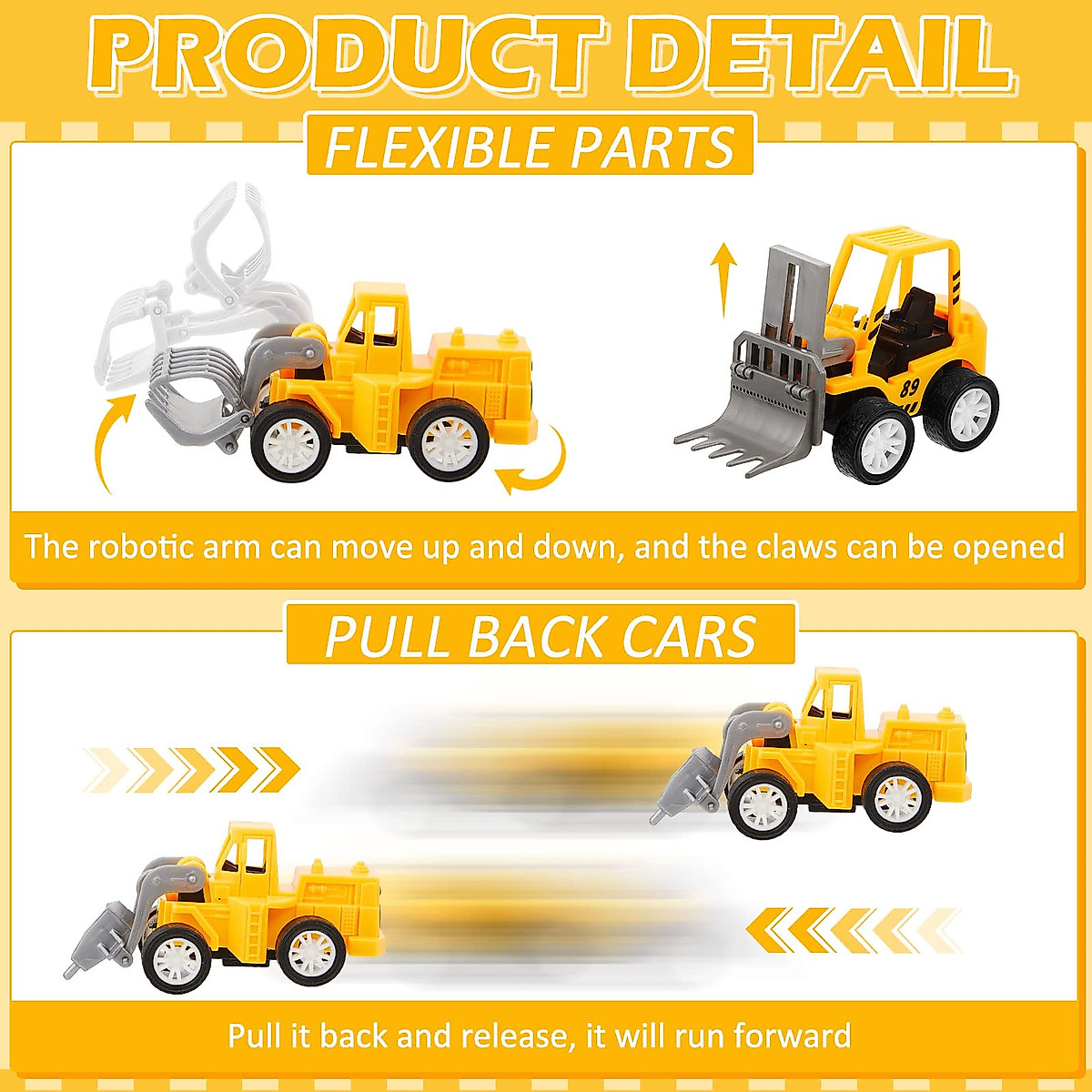 Sosation 36 Pcs Construction Engineering Trucks Small Digger Truck Toys Pull Back Vehicles Mini Excavator Toys Car Set for Kids Birthday Party Favors Boys Girls Gifts Cake Stocking Stuffers