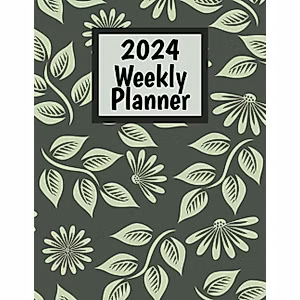 2024 Weekly Planner with Neutral Cover: 8.5 x 11, 108 pages, basic layout in this pretty organizer that has a leaf and bloom design on the cover.