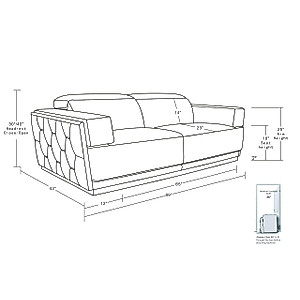 Blackjack Furniture Milo 89" Top-Grain Italian Leather Sofa, Contemporary Design Living Room Couch with Brazilian Wood Frame, Stainless Steel Legs & High-Density Foam Cushioning, White