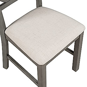 WOZNLA 5-Piece Round Table Set for 4-Special-shaped Legs, Exquisitely Designed Hollow Chair Back in Dining Room, Gray