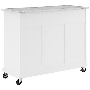 Crosley Furniture Avery Rolling Kitchen Island Storage Cart with Shelves, Microwave Stand, Coffee Bar, Distressed White