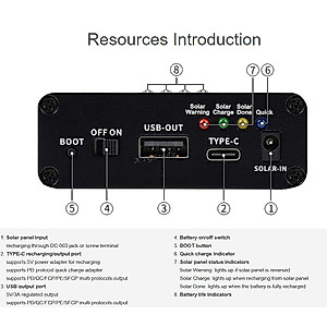 XYGStudy Solar Power Manager Embedded Rechargeable 10000mAh Li-Po Battery Supports 6V~24V Solar Panels with Multi Protection Circuits