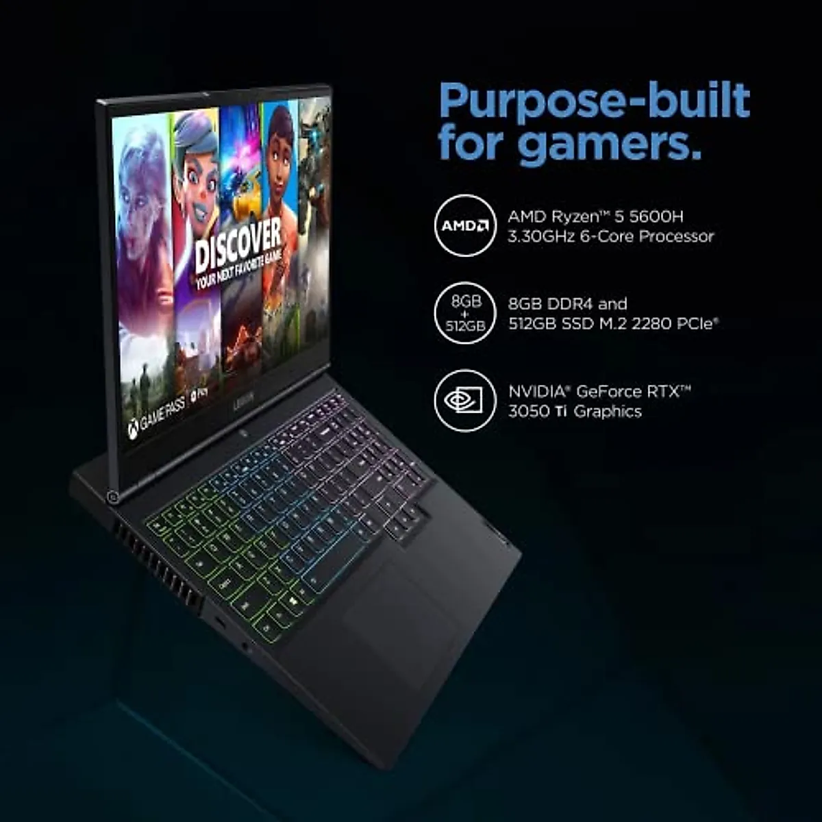 Lenovo 2023 Legion 5 15.6" 120Hz IPS FHD Gaming Laptop, AMD Ryzen 5 5600H 6-Core, GeForce RTX 3050 Ti, 16GB RAM, 1TB NVMe SSD, Backlit Keyboard, Ethernet, WiFi 6, Win11