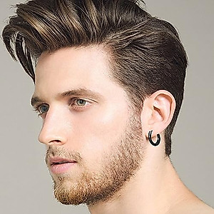 LASPERG Gold Earrings for Men, 18 Pairs Gold Hoop Earrings Men, Stainless Steel Stud Cross Dangle Hoop Earrings Set Fashion Piercing Jewelry