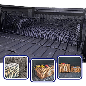 Envelope Style Trunk Mesh Cargo Net for GMC Sierra 2013-2024, Automotive Exterior Accessories - Premium Car Trunk Storage Organizers, Cargo Bed Net for Pickup Truck, Smart Vehicle Storage Organizer