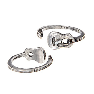 Whitney Howard Designs Guitar Ring for Men or Women - Minimalist Comfort Fit Open Adjustable Pewter Ring - Musician Guitar Player Gift