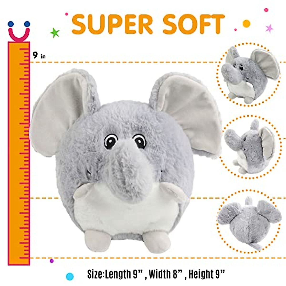 SpecialYou Creative Musical Glow Elephant Chubby Light up Stuffed Elephant Plush Toys Animated Soothe Kids Emotions Christmas Festival Gift for Toddlers,9''