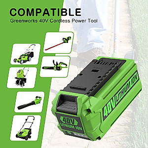 Powilling 6.5Ah 40V 29472 29462 Battery Replacement for Greenworks 40V Battery and Charger 29482 Compatible with Greenworks 40V G-MAX Power Tools 29252 20202 22262 Smart USB 40V Greenworks Battery