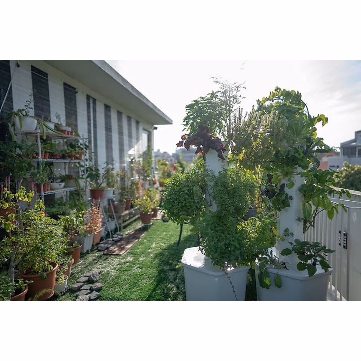 Aerospring Standard Outdoor Vertical Hydroponic Growing System Kit, Grow 27 Large Lettuce, Vegetables, Herbs, Fruit | 20 Gallon Water Tank, 20' Pump Cable, Smart WiFi Timer | Easy Assembly & Use