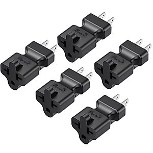 【5Pack Four-in-One 4-in-1 15 Amp Household AC Plug to 20 Amp T Blade Adapter,5-15P to 5-20R,5-15P to 6-15R,5-15P to 6-20R, 4 in 1 AC Power Adapter,15A 125V to 20A 250V Adapter