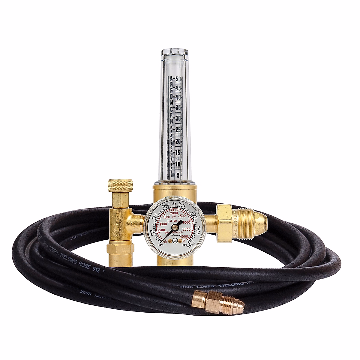 Victor Technologies 0781-2743 HRF-1425-580 Light Duty Flow Meter Cylinder Nitrogen/Argon/Helium Regulator with 10' Hose, 50-38 SCFH Flow Range, 25 psig Outlet Pressure