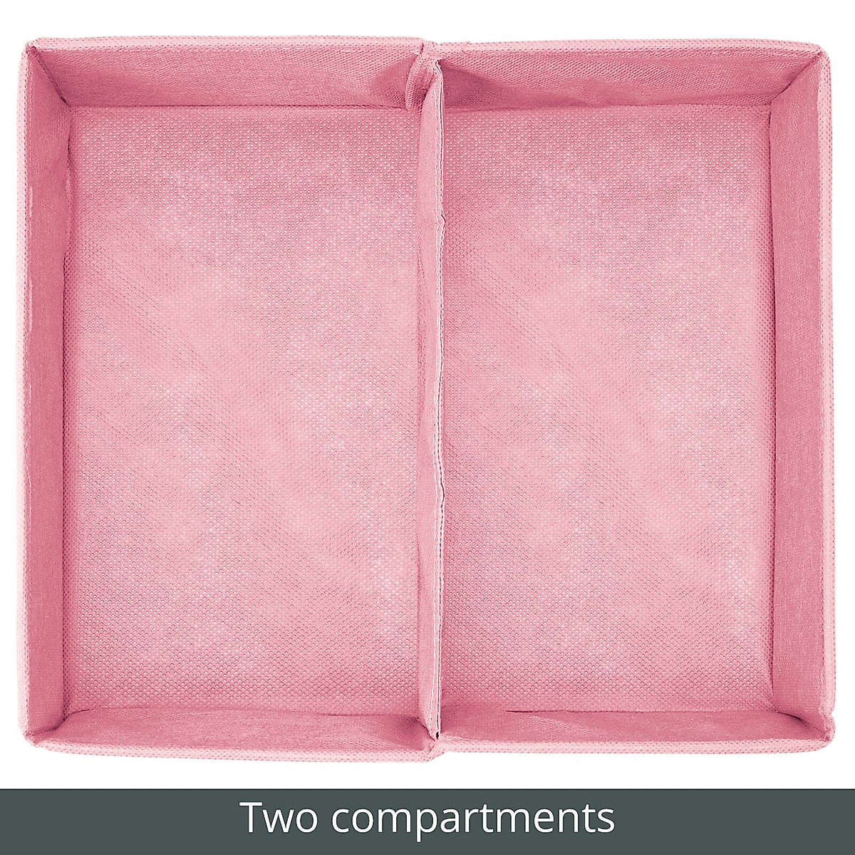 mDesign Fabric Drawer Organizer Bin Dividers for Kids/Baby Nursery Dresser, Closet, Organization - Bins Hold Clothes, Diapers, Cream, Toy, Blankets - Pink Herringbone