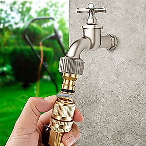 Gsinodrs Garden Hose Quick Connect Fittings, Brass Hose Quick Connectors, 3/4 Inch GHT Quick Connector Fittings, Leak Proof Water Hose Male Female Adapters, 2 Sets with 4 Rubber Gaskets