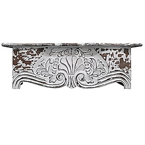 The Urban Port 28-Inch Wooden Floating Wall Shelf with Engraved Floral Details