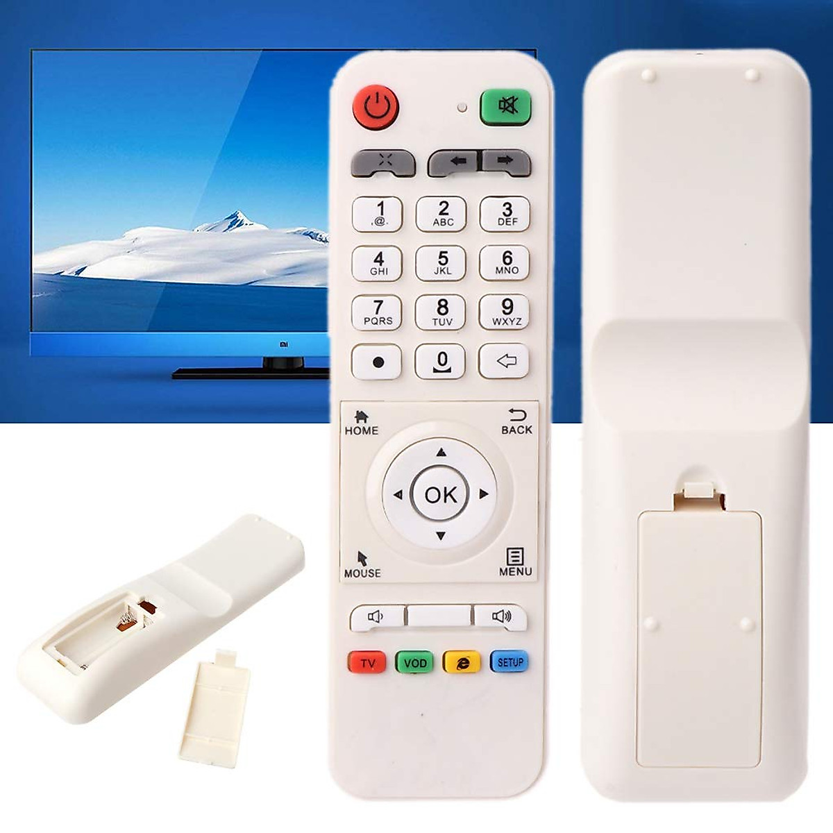 Baiko White Remote Control, Controller Replacement Compatible with LOOL Loolbox IPTV Box Great BEE IPTV and Model 5 or 6 Arabic Box Accessories