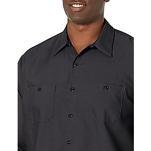 Red Kap Men's Industrial Work Shirt, Regular Fit, Long Sleeve, Black, 2X-Large