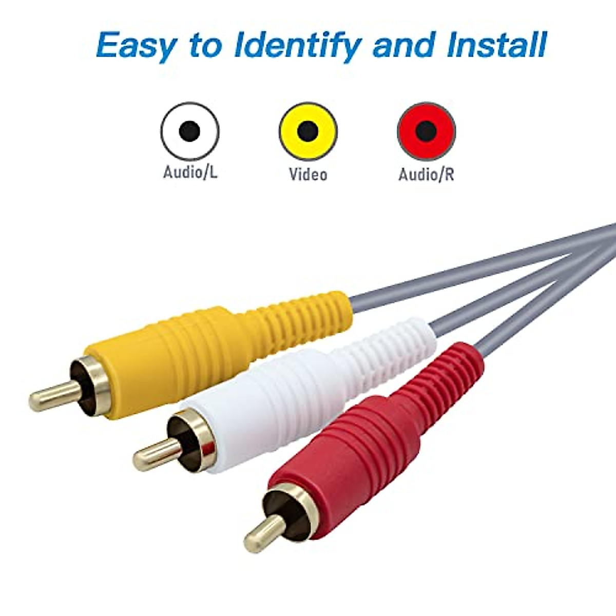 Mcbazel AV Cable for Wii Wii U, Audio Wii av cable Compatible with Wii, Wii U and TV system,3 RCA Gold-plated interface,1.8M/6FT