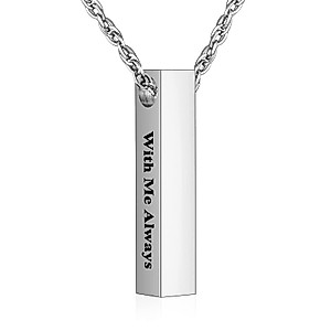 abooxiu Cube Urn Necklace for Ashes Cremation Jewelry/Keychain for Ashes Stainless Steel Memorial Keepsake Pendant for Men Women Pets- With Me Always