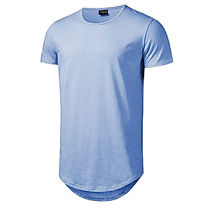 LETAOTAO Mens Tall Shirts Hipster Fashion Gym Muscle Tshirts Scallop Longline Extra Long Tee for Men