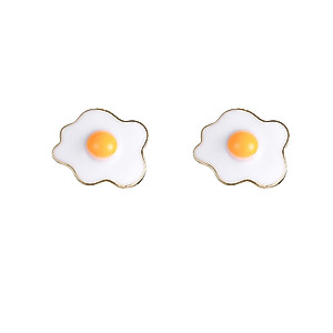Cute Fried Egg Stud Earrings Funny Gold Plated Poached Egg Dangle Earrings for Women Kitchen Cooking Statement Jewelry Gifts