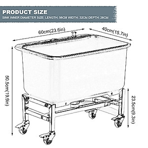 Floor Mop Sink with Roller, Free Standing Wash Station Commercial Mop Service Basin for Kitchen/Restaurant/Business/Garages