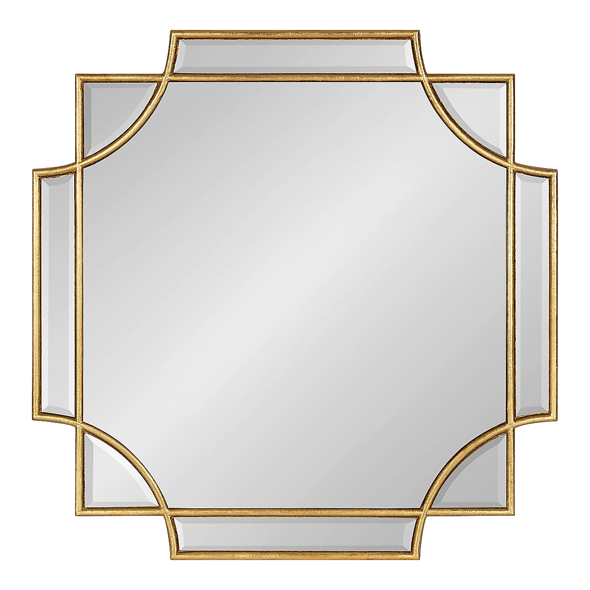 Kate and Laurel Minuette Glam Square Wall Mirror, 24" x 24", Gold, Elegant Traditional Home Decor with A Boho Charm