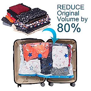 Premium Reusable Vacuum Storage Bags with Hand Pump, Jumbo 6 pack (40"X30"), Durable Compression Bags for Clothes Blankets Comforters Pillows, Double Zip Seal & Leak Valve