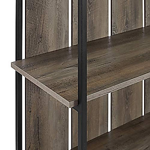 Walker Edison Evangeline Modern Farmhouse Metal and Wood 4 shelves Bookshelf, 64 Inch, Grey Wash