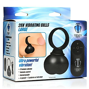 Trinity Vibes Men 28x Vibrating Balls Penis-Ring. Sex Toys for Pleasure & Couples Sex Toy for Adults. Male Vibrating Stimulator, Penis Massager & Erection Enhancer with Remote Control - Large, Black