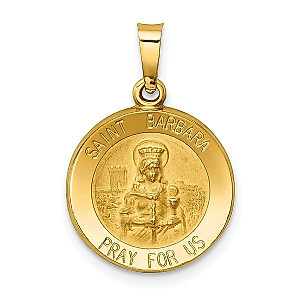IceCarats 14K Yellow Gold Saint Barbara Medal Necklace Charm Pendant Only