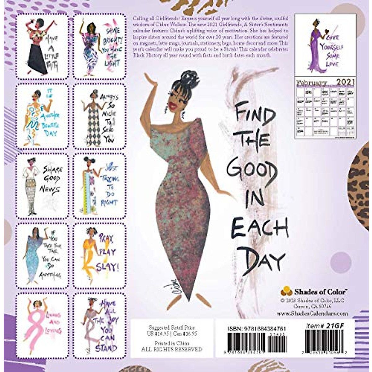 Shades of Color 2021 African American Calendar, Girlfriends, A Sister's Sentiments, 12 by 12 Inches (21GF)