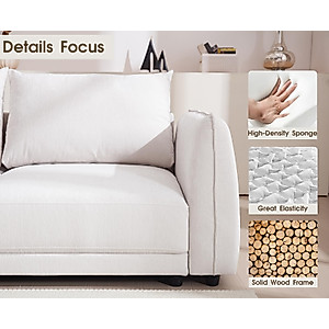 CIMOTA Oversized Corner Modular Sectional Fabric Sofa, 107 Inch Large 4 Seater Sofa Set, L Shaped Corner Sectional Cloud Sofa Couch for Living Room and Office, 3 Seat and 1 Middle Corner, White