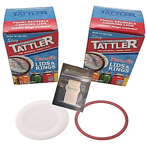 Reusable Canning Lids Bundle Includes 24 Regular Mouth Tattler Lids and Rings and 24 Dissolvable Sunivale Jar Labels For Use With Hot Water Bath, Vacuum Sealer and Pressure Canning Methods Made in USA