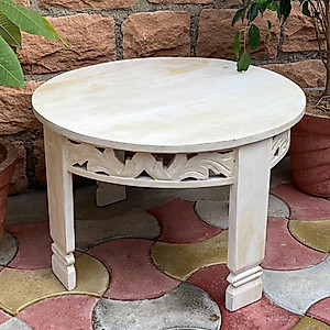 Wooden Carved Chakki Table, Handicraft Round Coffee Table/Cake Cutting Table/Side Table/Nightstand Table/Lamp Table/Bedside Table