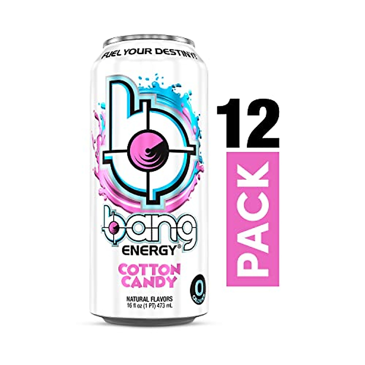 Bang Energy Cotton Candy, Sugar-Free Energy Drink, 16-Ounce (Pack of 12)
