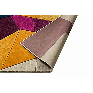 Well Woven Strata Squares Blue Purple Fuchsia Yellow Orange Modern Geometric Hand Carved 8x10 (7'10" x 9'10") Area Rug Easy to Clean Stain & Fade Resistant Thick Soft Plush