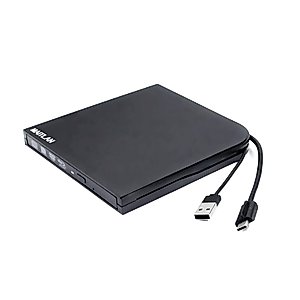 Ultra Slim External 4K UHD HD 3D Blu-ray Disc Player, USB Type-A & Type-C USB-C 2-In-1 6X BD-R BD-RE DL BDXL 100GB DVD-R M-Disc Burner Portable Optical Drive, for Windows 10 Mac OS Laptop & Desktop PC