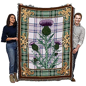Pure Country Weavers Scotland - National Flower The Flowering Thistle Blanket - Gift Tapestry Throw - Woven from Cotton - Made in The USA (72x54)