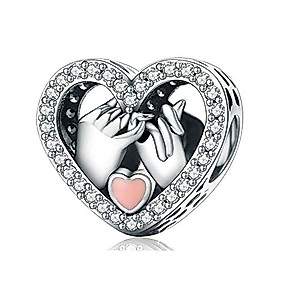 Annmors Love Heart Charm 925 Sterling Silver for Woman Beads Gifts for Women Bracelet&Necklace