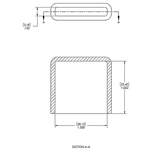 Caplugs 99390521 Plastic Rectangular Finishing Cap with Flat End Grip. VRF-125X1500-16, Vinyl, Length 1.000" ID 1.500", Black (Pack of 40)