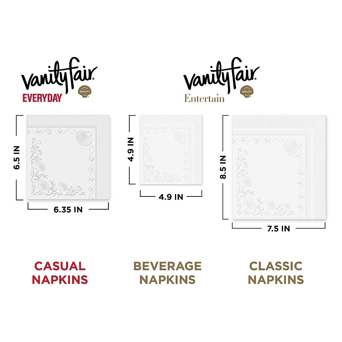 Vanity Fair Entertain Paper Napkins, 320 3-Ply Disposable Napkins, Dinner Size (8 packs of 40 Napkins)