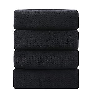 Junsey Bathroom Towels Set of 4, 35x70 Inches Extra Large Bath Towels Oversized 600 GSM Shower Towels Quick Dry Ultra Soft Absorbent Bath Towels Sheet for Bathroom Hotel Spa Black